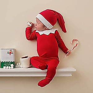 ForBaysy Newborn Baby Christmas Photo Props Outfit Infant Boys Girl Photoshoot Costume Red jumpsuit With Xmas Hat