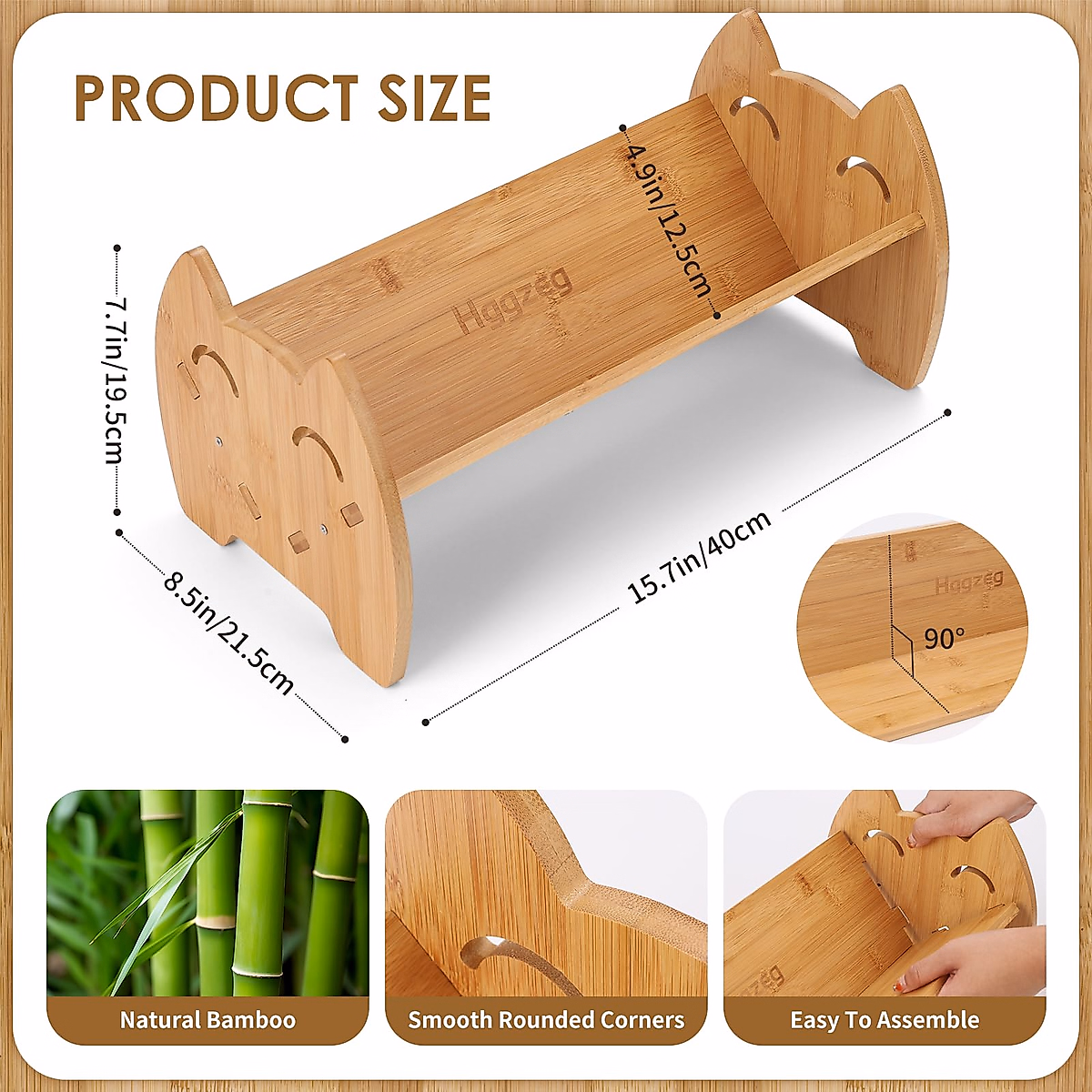 Hggzeg Bamboo Children Bookcase Small Desktop Kids Bookshelf Storage Display Rack, Simple Book Organiser for Children's Room