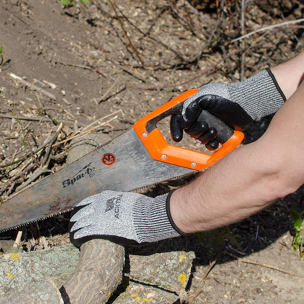 ACKTRA WG015 Level 5 Cut Resistant Construction Safety WORK GLOVES 12 pairs, Foam Nitrile Coated, High Tear Strength, EN 388, PPE Regulation 2016/425, for Men and Women (Large)