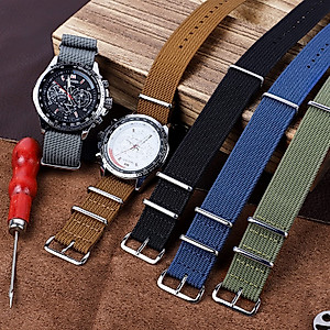 WOUKUP Premium Military Ballistic Ribbed Nylon Watch Straps 18mm 20mm 22mm Replacement Watch Band for Men