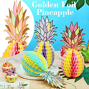 Pineapple Party Decorations Paper Honeycomb Centerpieces Table Decor for Hawaiian Luau Tiki Beach Summer Tropical Theme Birthday Baby Shower Wedding Retirement Party Decorations Supplies