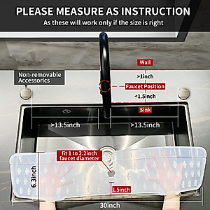 Gosmol Kitchen Faucet Sink Splash Guard Silicone Faucet Mat, XXL 30 inch Faucet Handle Drip Catcher Tray, Deflector Under The Faucet, Self Draining Slopes Design Keep Kitchen Bathroom Drying - Clear