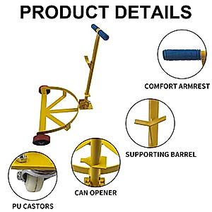Kweetle Upgraded 55 Gallon Drum Dolly Barrel Wheels Barrel Dolly for 55 Gallon Drum Cart Round Dolly Steel Low Profile 1200lbs Heavy Duty Steel Frame Drum Cart for Workshops, Factories, Warehouses