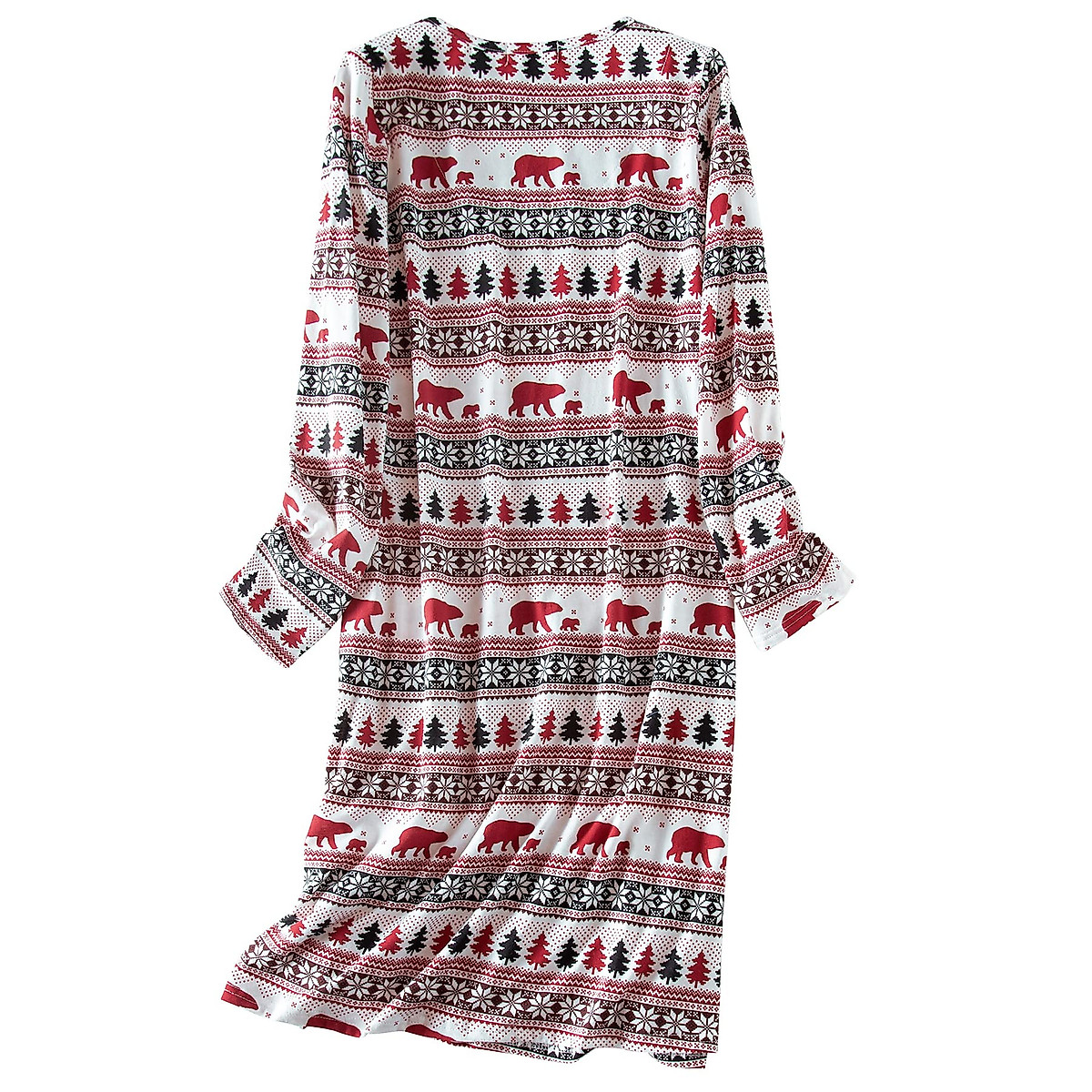 Zando Christmas Nightgowns for Women Cotton Night Gown for Ladies Long Sleevess Nightgown Women's Sleepshirts Plus Size Sleepwear Night Dress Sleep Shirts Dress Shirts Christmas Snow Bears X-Large