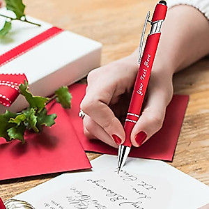 Hapelf Up to 500 Bulk Personalized Pens Custom Engraved Ballpoint Pen with Stylus Tip Retractable Multi-Color Housing Black Ink Pen for Business Writting Graduation journaling Signature