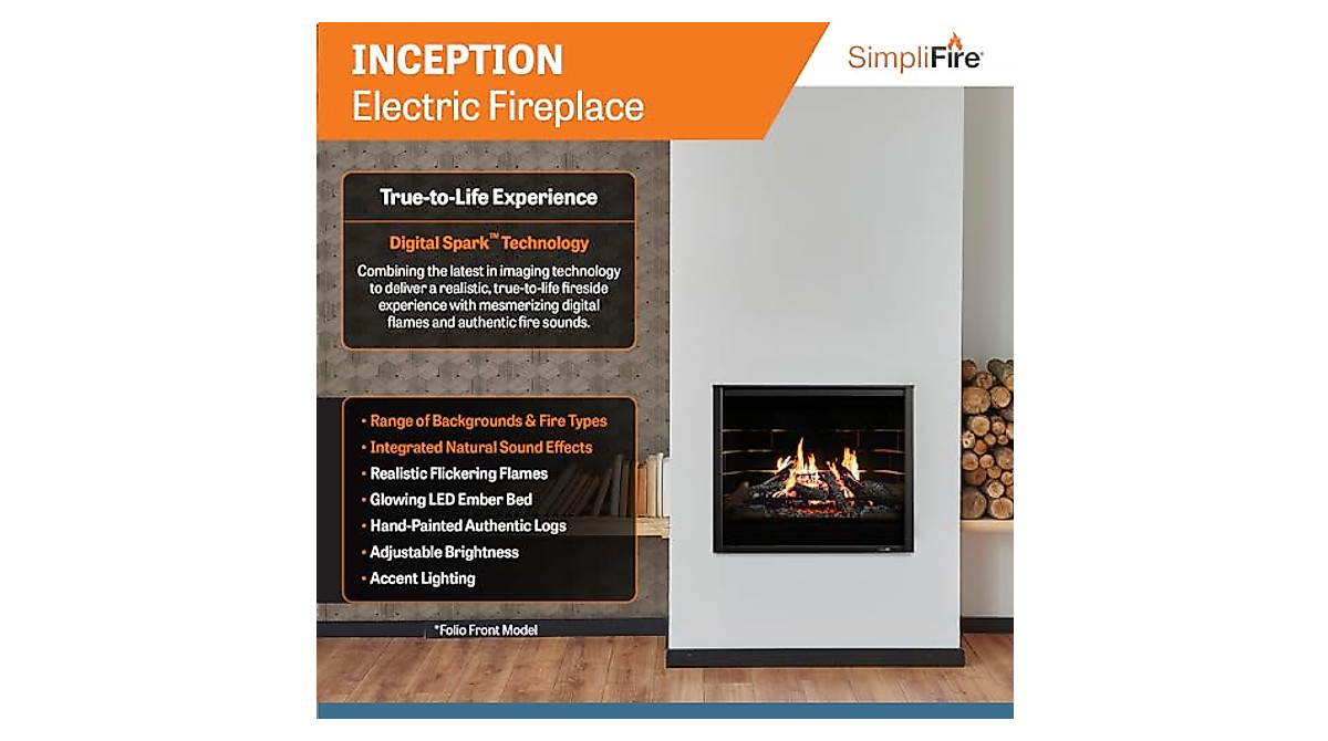 SimpliFire Inception 36" Electric Fireplace - True Flames