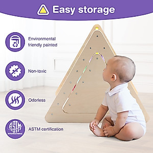 Wonline 3 in 1 Triangle Climber with Ramp Wooden Toddler Climbing Triangle Toys for Sliding and Climbing, 3-Piece Set Play Equipment for Kids Boys Girls Toddler Gym Play Set