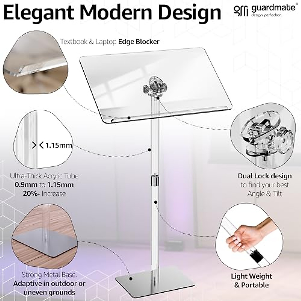 Ultra Clear Acrylic Pulpit Podium Stand | Modern Portable Pulpits for Churches Pastors Modern School Classroom Lecterns | Music Wedding Event Reception (Classic-24'X16')