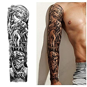 Full Arm Temporary Tattoos 8 Sheets and Half Arm Shoulder Waterproof Tattoos 8 Sheets, Extra Large Tattoo Stickers for Men and Women (22.83"X7.1")