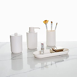 iDesign 4-Piece Recycled Plastic Bathroom Accessory Set, The Cade Collection – 9.75" x 4.125" x 6.5", Coconut