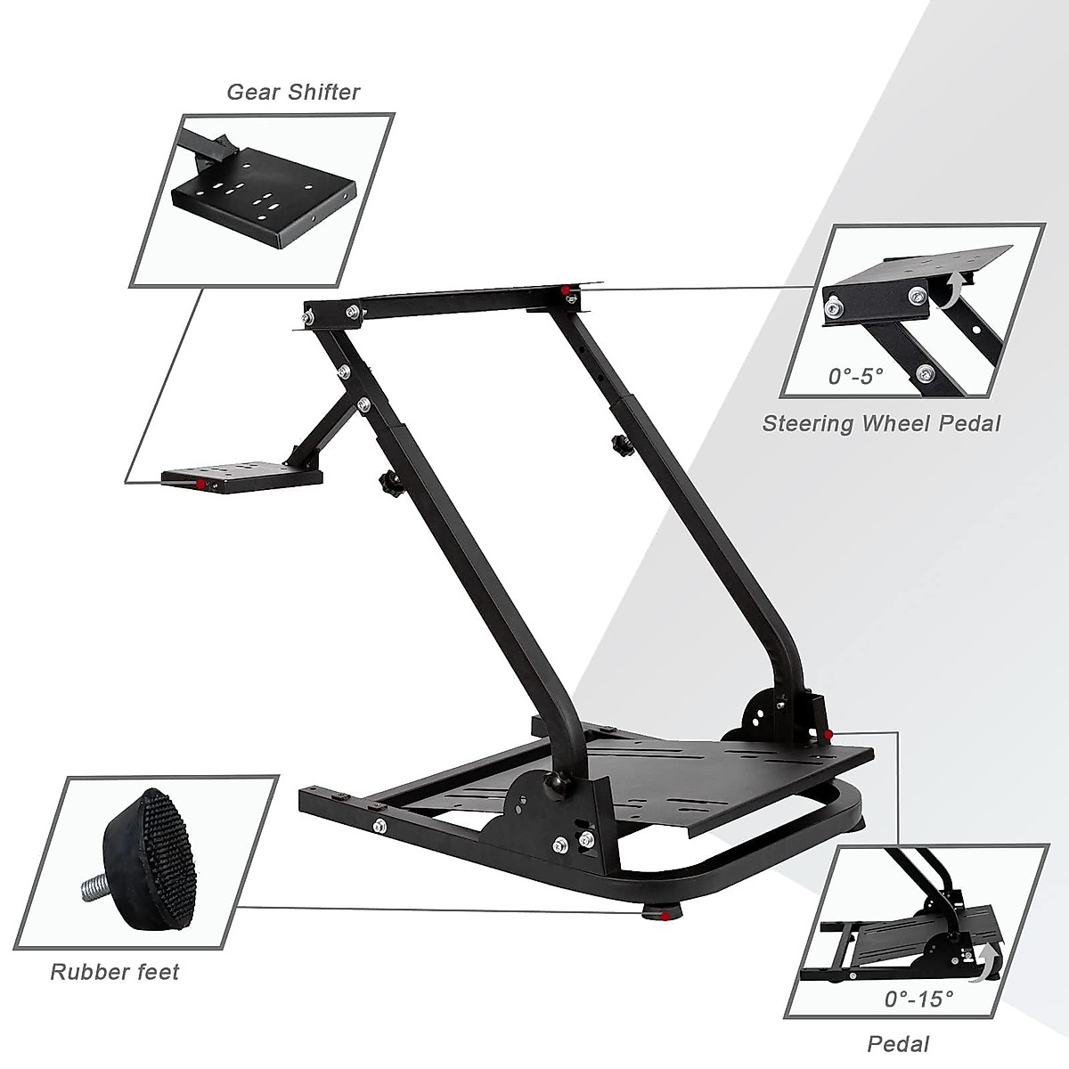 Hottoby Racing simulator cockpit Steering Wheel Stand Foldable&Multi-level Adjustable Fit for Logitech/Thrustmaster G25,G27,G29,G920,G923&T150,T248,T300 Gaming Simulator Cockpit,No Wheel Pedals