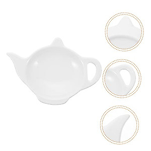 Housoutil Ceramic Tea Bag Saucer Keychain Holder Accessory Tray Appetizer Serving Tray Teaspoon Holder Ceramic Teabag Coaster Condiment Bowls Desktop Teabag Tray Professional Teabag Dish Dip
