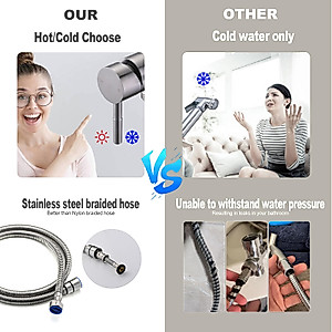 Chomely Warm Water Handheld Bidet Sprayer for Toilet, Mounted on Bathroom Vanity, Cloth Diaper Jet Sprayer Attachment for Feminine Wash, Muslim, Ducha Para Toilet, Pet Shower, Brushed Nickel