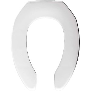 BEMIS 2155CT 000 Commercial Heavy Duty Open Front Toilet Seat without Cover that will never loosen & Reduce Call-backs, ELONGATED, Plastic, White