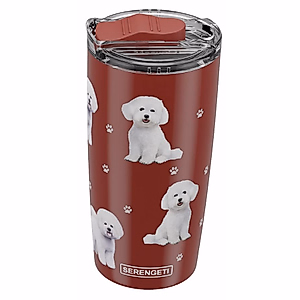 SERENGETI Bichon Frise 20 Oz. Stainless Steel, Vacuum Insulated Tumbler with Spill Proof Lid - 3D Print - Insulated Travel mug for Hot or Cold Drinks (Bichon Frise Tumbler)