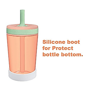 Replacement Straws Compatible with Zak 15 oz Tumbler Cup-Zak Kids Water Bottle Straw Replacement-Accessories Set Include 4 BPA-FREE Straws and 1 Straw Cleaning Brush and 1 Silicone Boot(15OZ)