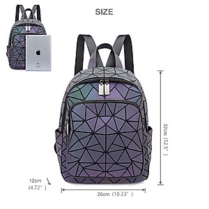 LorranTree Geometric Backpack Luminous Backpacks Holographic Reflective Bag Large Capacity Backpacks for Women Colorful Daypacks 01