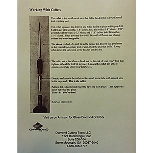 DrillGlass 1/16" Cylinder Drill Bits On A 1/8" Shank | Fits Your Rotary Tool Compatible with Dremel | Bag of 10, for Glass and Jewelry (11618RB)