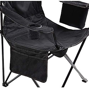 Coleman Camp Chair with 4-Can Cooler | Folding Beach Chair with Built In Drinks Cooler | Portable Quad Chair with Armrest Cooler for Tailgating, Camping & Outdoors , Black, Roomy seat: 24"