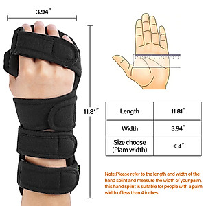 HOOMTREE Stroke Resting Hand Splint Right&Left Resting Hand Splint with Finger Separator Functional Night Immobilizer Wrist Finger Brace for Carpel Tunnel Pain,Sprain Fracture,Tendonitis (Left,Black)
