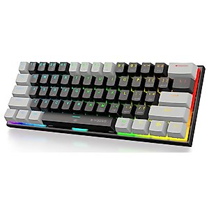 E-YOOSO 60% Wired Mechanical Gaming Keyboard, RGB Backlit Ultra-Compact 61 Keys Hot Swappable Mini Waterproof Wired Office Keyboard with Blue Switches for Windows, Mac OS Gamers (Black Grey)