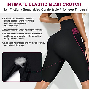 TrainingGirl High Waist Sauna Sweat Shorts Weight Loss Workout Pants with Pocket for Women Running Gym Yoga Exercise (Black, M)