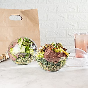 Restaurantware Thermo Tek 28 Ounce Salad Containers With Lids, 50 Sphere To Go Bowls With Lids - Airtight Dome Lids, Lightweight, Clear Plastic Disposable Salad Bowls With Lids, Keep Food Fresh