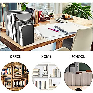 Book Ends, DRLIFE Bookends for Shelves Premium Book Ends for Heavy Books, Book Shelf Holder Home Decorative for Books, Movies, CDs, Video Games, Metal Bookends Black (4 Pairs/8 Pieces)