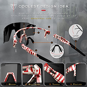 ATTCL Bike Sunglasses, Cycling Polarized Sunglasses for Women and Men, UV Protection Big Frame Red+zebra+black 550