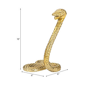 Sagebrook Home 10" Metal Snake Sculpture in Gold - Decorative Aluminum Statue for Creative Contemporary Home or Office Decor or Gift Idea