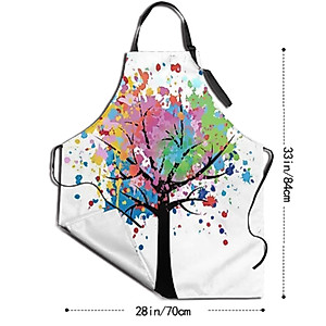 hodmadod Rainbow Tree Waterproof Colorful Apron for Men Women Chef.Adjustable neck & with 2 Pockets suitable for Home Kitchen baking Grill Bistro aprons.