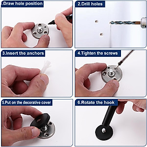 UHBYJM Bath Towel Hooks,8 Pack Heavy Duty Wall Mounted Robe Hook,Stainless Steel Round Coat Hooks,Bath Towel Hangers for Bedroom Living Room Bedroom Kitchen(6.2 Inch, Matte Black)