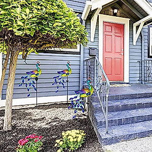 DREAMSOUL Solar Garden Lights Outdoor, Metal Peacock Decor Solar Lights Garden Stakes with Led String Lights, Waterproof Crackle Glass Ball Landscape Path Light for Lawn Patio Yard Garden Decorations