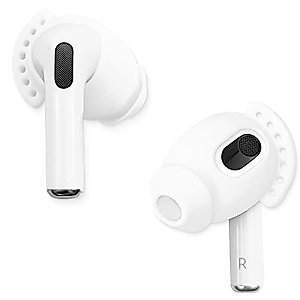 Anti-Slip Earhook with Eartips Compaible with Airpods 3 Ear Tips, Noise Cancalation Protective Ear Grip Tips Skin Cover Case Soft Silicone for Ear Pods 3,2 Pairs White