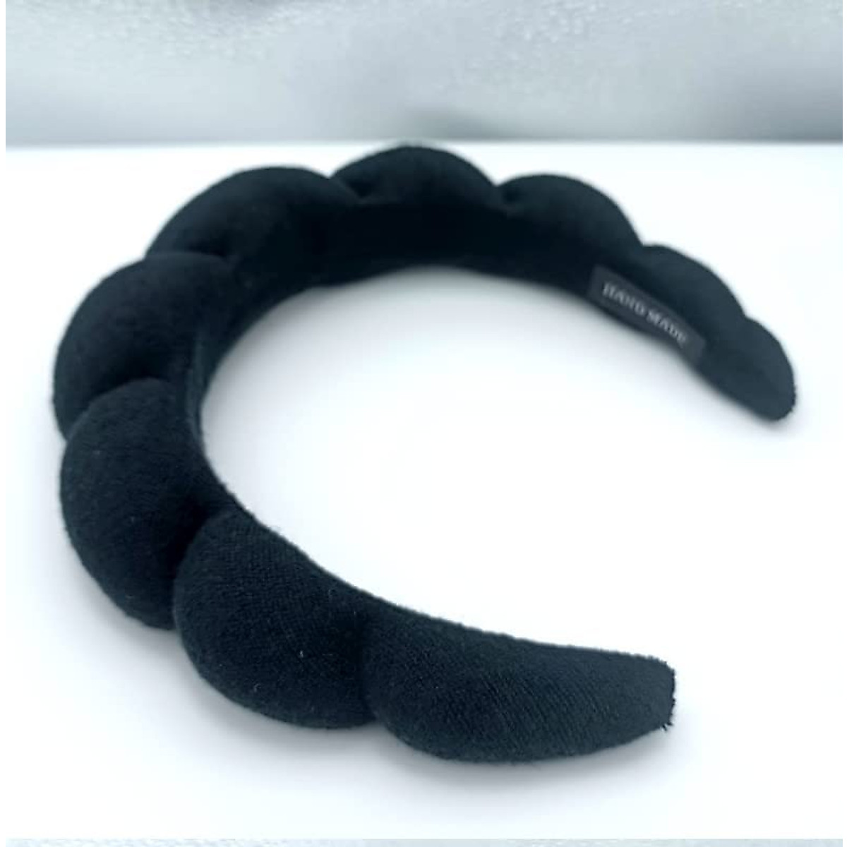 Aopwsrlyi Women Spa Headband Sponge & Terry Towel Cloth Fabric Hair Band for Face Washing, Makeup Removal, Shower, Skincare (Black, One Size)