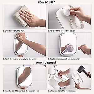 VELMADE Shower Mirror Fogless for Shaving with Razor Holder Suction Fogless Mirror for Shower Bathroom Shaving Mirror Fogless Shatterproof No Drilling Removable Anti Fog Mirror for Man & Woman, White