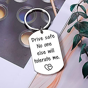 Christmas Gifts for Boyfriend Girlfriend Drive Safe Keychain Valentines Day Gifts for Him Her Stocking Stuffers for Men Women Wife Husband Anniversary Birthday I Love You Gifts Boyfriend Gifts Keyring