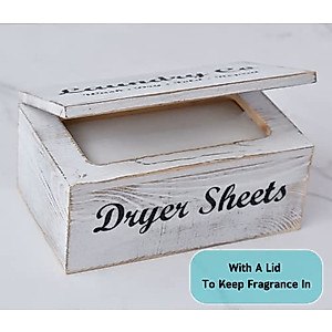 Dryer Sheet Holder For Laundry Room - Farmhouse Dryer Sheet Box With Lid, Rustic Wooden Dryer Sheets Container For Fabric Softener Sheets For Farmhouse Laundry Room Decor And Storage