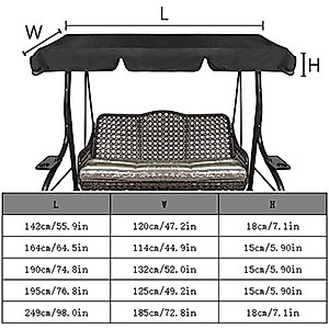 Wzglod Outdoor Replacement Swing Chair Canopy Cover Garden Sun Shade Awning 2 & 3 Seater Sizes Universal Waterproof Windproof Anti-Uv Patio Hammock Roof Cover,Red,195x125x15cm/77x49x6''