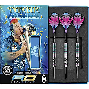 RED DRAGON Peter Wright Snakebite Supa-Venom 24 Gram Premium Tungsten Darts Set with Flights and Stems