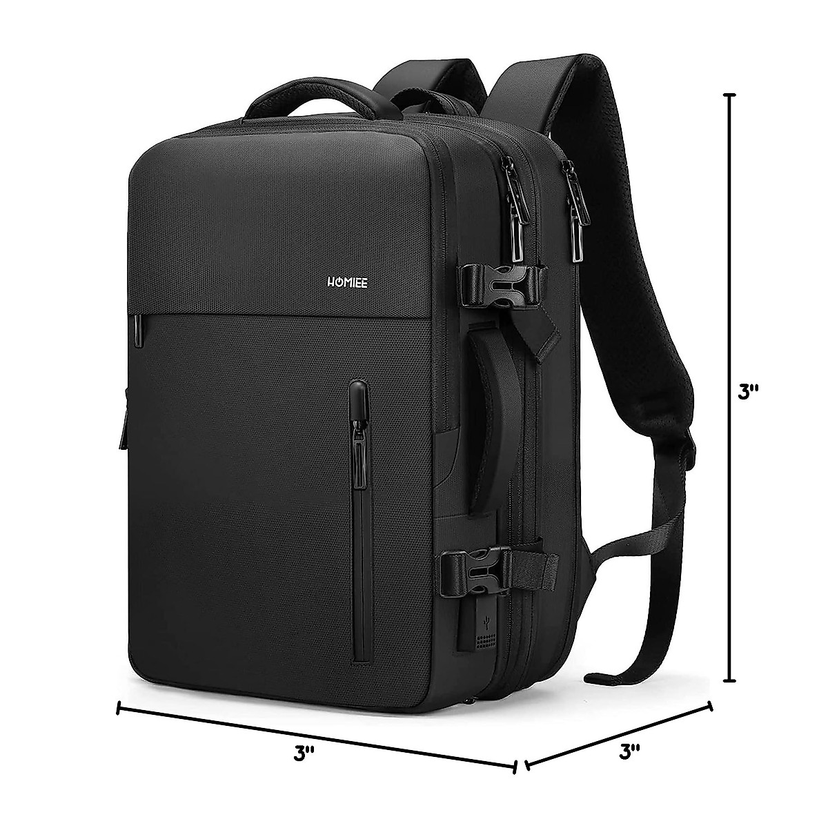 HOMIEE Carry on Bag Large Travel Backpack Flight Approved, Waterproof Rucksack Anti Theft Laptop Backpack for Men Women, 24-40L Expandable Weekender Overnight Duffel Bag Hand Luggage Suitcase