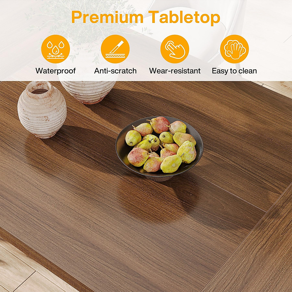 Tribesigns Home Office Executive Desk: 62 Inches Wood Computer Desk Office Table, Farmhouse Rustic Writing Study Desk with Solid Thickened Tabletop and Frame, Business Workstation, Brown