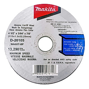 Makita 10 Pack - 4.5" Cut Off Wheels For Grinders - Aggressive Cutting For Metal & Stainless Steel/INOX - 4-1/2" x .045 x 7/8-Inch