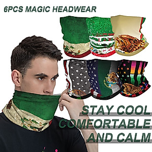 HSELOGI 6pcs Men&Women USA Mexico Flag Magic Headband Tuba Bandana,Neck Gaiter, Headwear, Balaclava, Headwrap,Wristband Seamless for Outdoor Running Cycling Skating Work Out