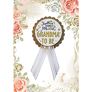 Grandma to Be Pin Twinkle Little Star Baby Shower Pin White & Gold for Nona to wear, It's a Girl, It's a Boy Baby Sprinkle