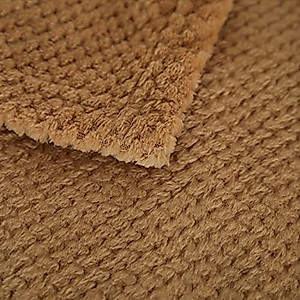 SOCHOW Flannel Fleece Throw Blanket with Super Soft Waffle Textured Patterns, No-Shedding Warm, Lightweight, Versatile for All Seasons, Perfect for Bed Sofa Couch (66 x 90 Inches), Camel