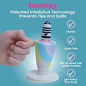 tweexy Hinge Untippable Nail Polish Bottle Holder | Anti-Spill Nail Polish Holder Stand, Tilted, IntelliStick Airlock Suction | Fingernail Painting, Nail Art Tools | Nail Polish Accessories (Unicorn)