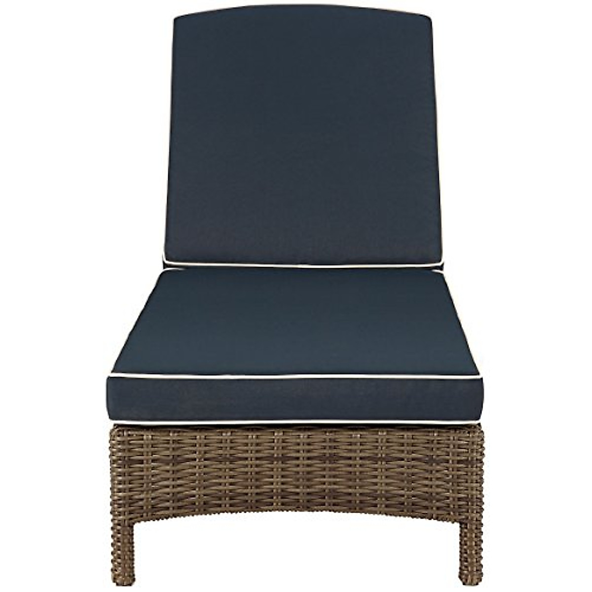 Crosley Furniture KO70070WB-NV Bradenton Outdoor Wicker Chaise Lounge, Brown with Navy Cushions
