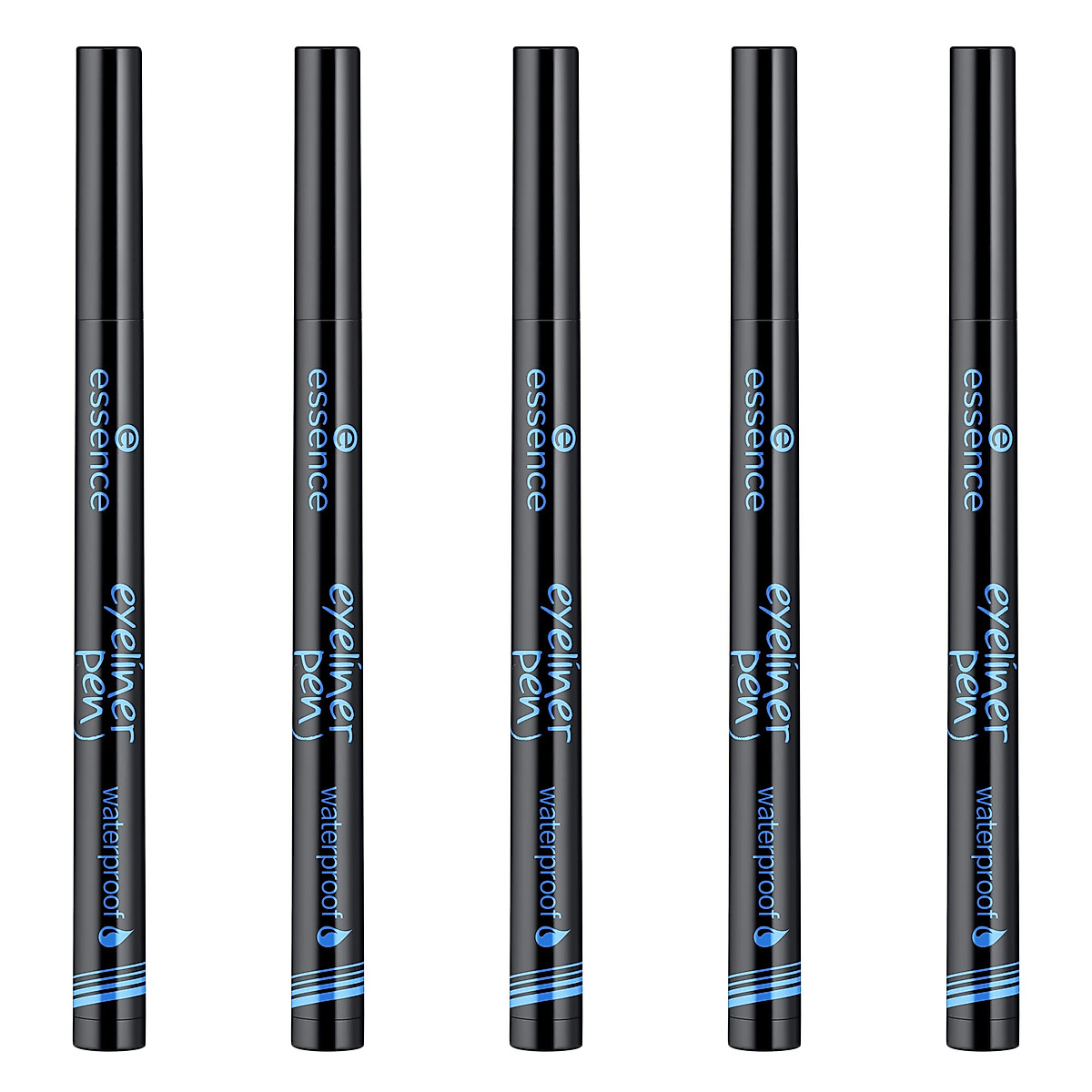 essence | 5-Pack Black Waterproof Superfine Eyeliner Pen | Longlasting & Pigmented Liquid Formula | Glide-on & Precise Application | Felt Tip Applicator | Paraben Free | Cruelty Free