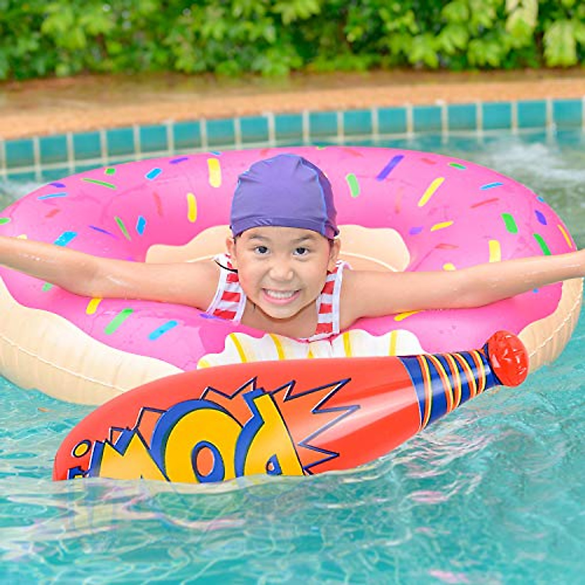 Pow Inflatable Baseball Bats - (Pack of 12) Oversized 20 Inch Inflatable Toy Bat, Carnival Prizes, Goodie Bag Favors or Superhero Birthday Party Prizes for Kids by Bedwina